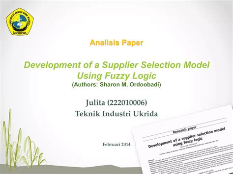 Development Of A Supplier Selection Model Using Fuzzy Logic Ppt