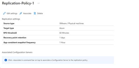 azure site recovery를 사용하여 vmware 재해 복구를 위한 복제 정책 설정 azure site recovery microsoft learn
