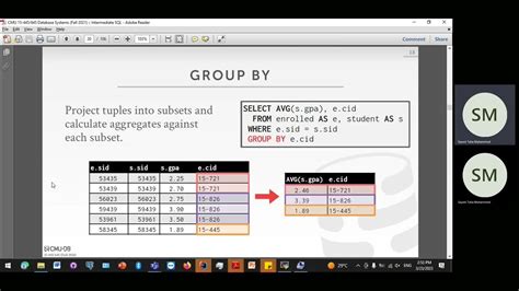 Lecture 4 Cmu Db Lec 1and2 Review Intro Sql Youtube