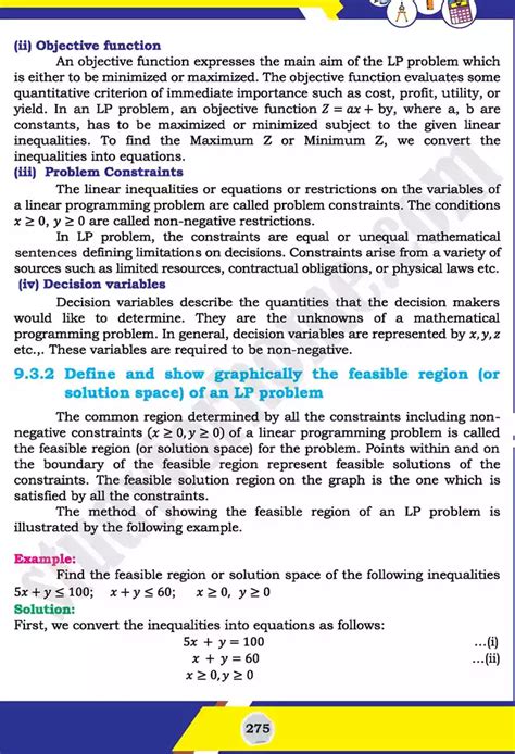 linear programming lp unit 9 mathematics 11th text book