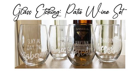 Etching Patio Wine Glasses Creative Fabrica