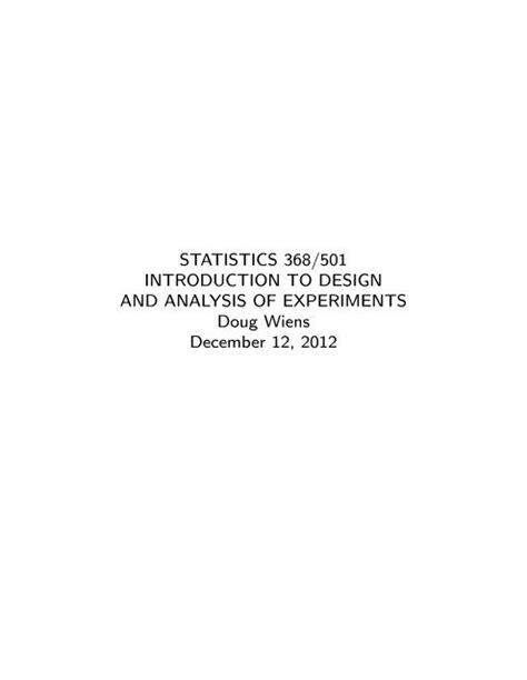 Introduction To Design And Analysis Of Experiments