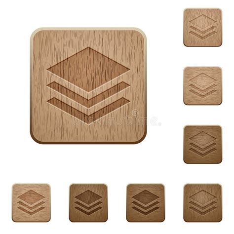 set of carved wooden layers buttons stock vector illustration of