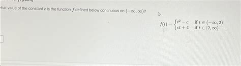 solved hat value of the constant c ﻿is the function f