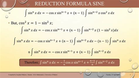 Mat221 Calculus Ii Reduction Formula Powers Of Trig Functions And Trigonometric