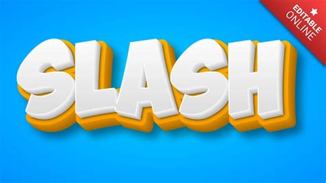 Slash Yellow White 3d Text Effect Generator