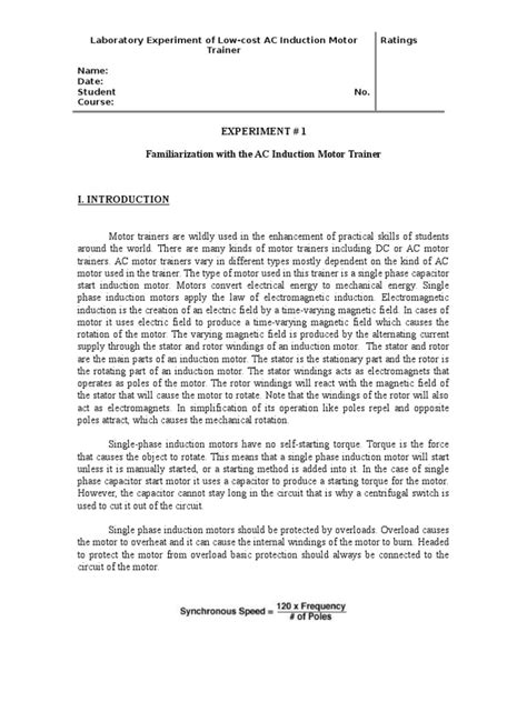 Induction Motor Experiments Pdf Electric Motor Physical Quantities