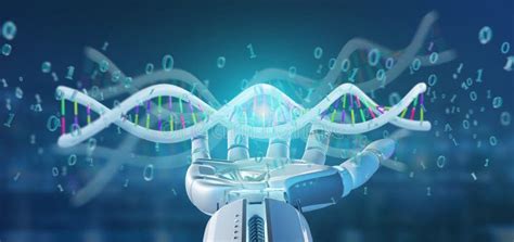 Data Coded Dna With Binary File Around 3d Rendering Stock Illustration