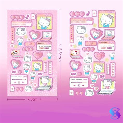 Sanrio Laser Sticker Sticker Aesthetic Design Diy Sticker Anti Air Botol Hp Laptop Lucu Buku