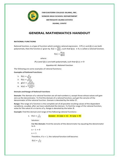 rational functions pdf asymptote function mathematics