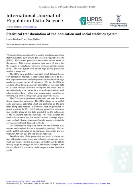 Pdf Statistical Transformation Of The Population And Social Statistics System