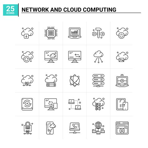 25 Network And Cloud Computing Icon Set Vector Background 17980361