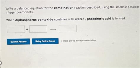 Solved Write A Balanced Equation For The Combination