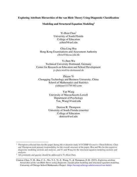 pdf exploring attribute hierarchies of the van hiele theory using
