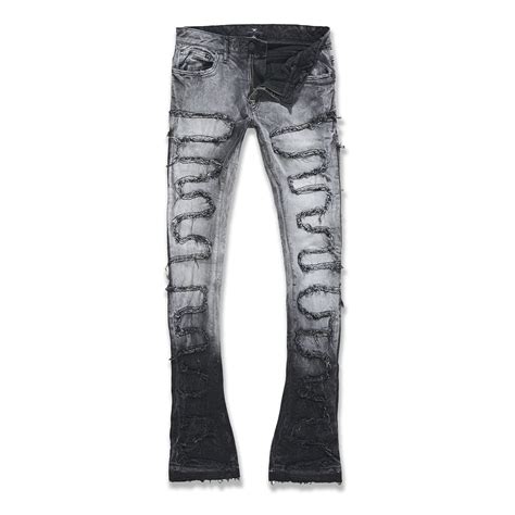 Jordan Craig Men Martin Stacked Python Jeans Concrete