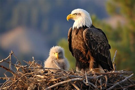 Premium Photo Bald Eagle With A Field Of Daisies In The Foreground