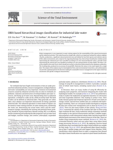 Pdf Obia Based Hierarchical Image Classification For Industrial Lake