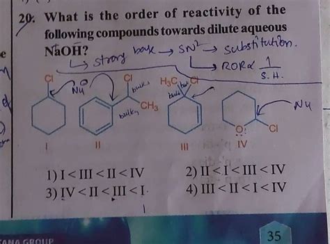 What Is The Order Of Reactivity Of The Following Compounds Towards Dilute
