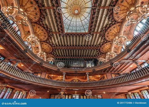 Barcelona Spain Feb 24 2020 Sumptuous Mezzanine Balcony Floor With