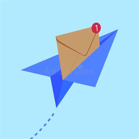 mail envelope in paper plane origami flying and notification message