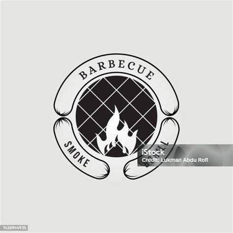 소시지 바베큐 스모크 그릴 로고 벡터 일러스트 레이 션 디자인 고기에 대한 스톡 벡터 아트 및 기타 이미지 고기 고전 양식 구운 치킨 Istock