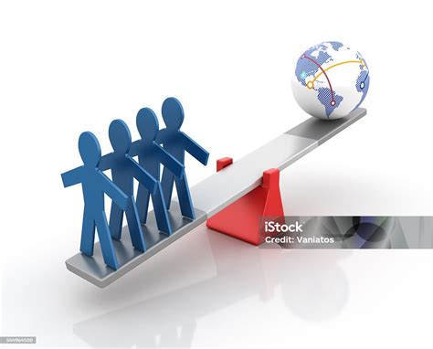 시소에서 균형을 이루는 그림같은 사람들과 글로브 월드 0명에 대한 스톡 사진 및 기타 이미지 0명 균형 등장인물 Istock