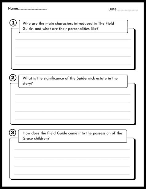 The Spiderwick Chronicles The Field Guide Comprehension Activities