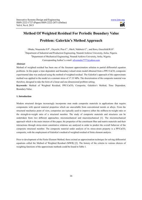Pdf Method Of Weighted Residual For Periodic Boundary Value Problem