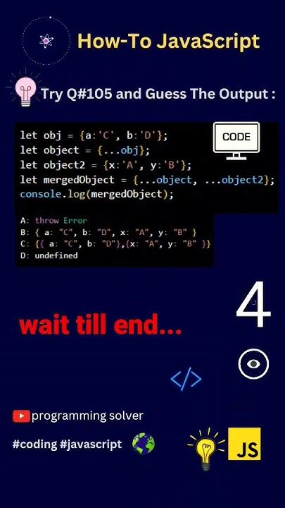 how to code javascript q 105 try solve and guess the output shorts