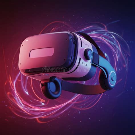 Illuminated Vr Headset Displaying Complex Digital Interface Technology