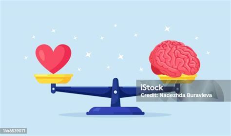 심장 감정 사랑과 지능 뇌 비늘에 대한 논리 사이의 균형 감정과 마음 직업 또는 취미 사랑 또는 작업 사이에서 선택 인생을 결정합니다 정서적 균형 감정 지능에 대한 스톡