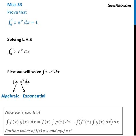 Misc Prove Definite Integral X Ex Dx Miscellaneous