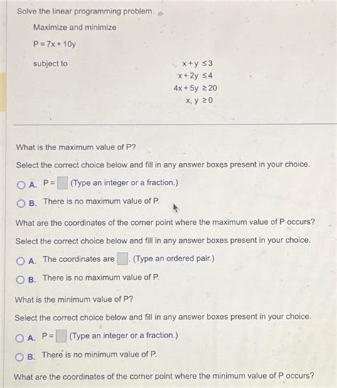 Solved Solve The Linear Programming Problem Maximize And