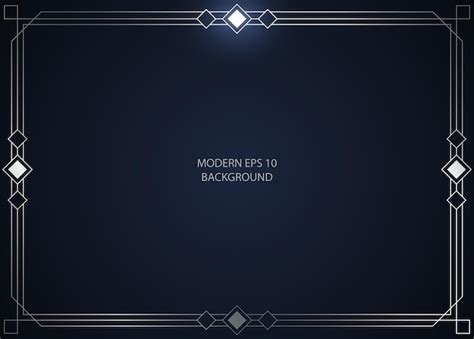 진한 파란색 배경에 현대적인 미니멀한 실버 프레임 프리미엄 벡터