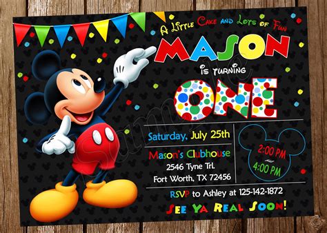 Invitación De Mickey Mouse Invitación De Mickey Cumpleaños De Mickey