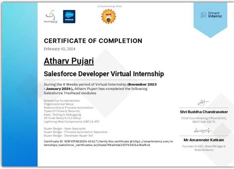 Atharv Pujari On Linkedin Smartinternz Salesforce Skilledonsalesforce Thesmartbridge Aicte…