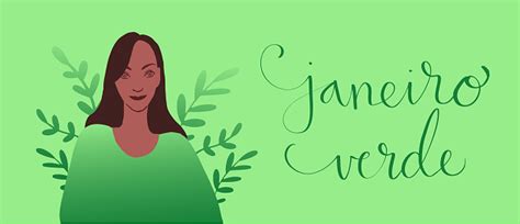 브라질 포르투갈 자네이루 베르데의 녹색 1월 자궁경부암 인식 캠페인 성인 라틴계 여성 초상화와 손으로 쓴 서예 글자가 있는 벡터 그림 1월에 대한 스톡 벡터 아트 및 기타