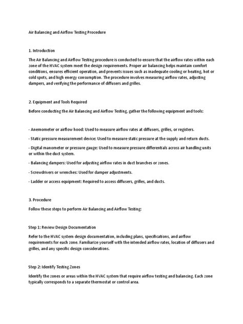 Air Balancing Flow Testing Procedure Pdf Duct Flow Building Engineering