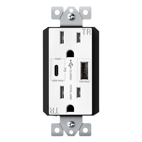Topgreener Gan Pd Usb Outlet Type C Wall Outlet Up To 65w Power