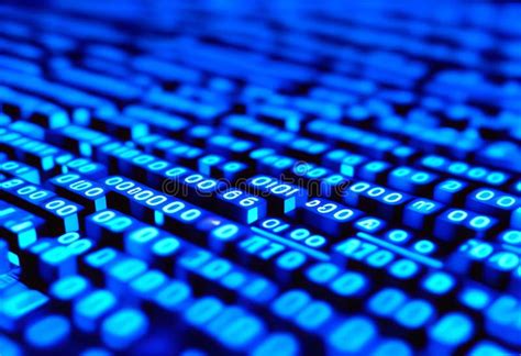 Blue Digital Binary Data On Computer Screen Close Up Shallow Dof Stock