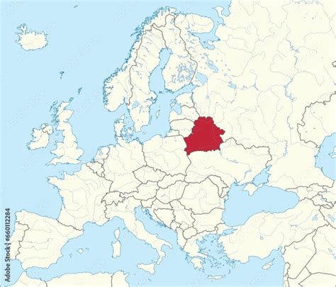 Red Cmyk National Map Of Belarus Inside Detailed Beige Blank Political