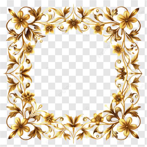 우아한 황금 꽃 프레임 화려한 금 프레임 꽃 테두리 디자인 Png 일러스트 및 이미지 에 대한 무료 다운로드 Pngtree