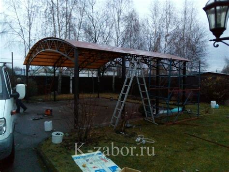 Купить бюджетный навес на даче из поликарбоната по цене 49 000 руб с ...