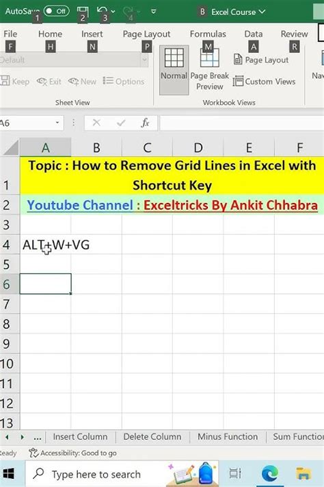 How To Remove Grid Lines In Excel With Shortcut Key Youtube