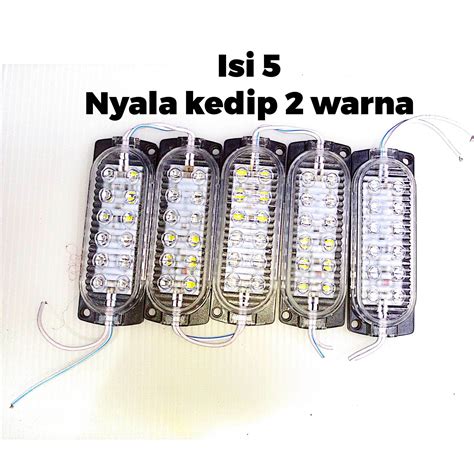 Isi 5 Lampu Ultrasonic 12 Mata Kedip 2 Warna LED Kedip Otomatis 12 Volt 24 Volt Lampu Kedip