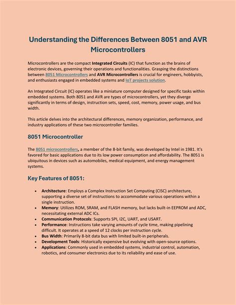 Ppt Understanding The Differences Between 8051 And Avr
