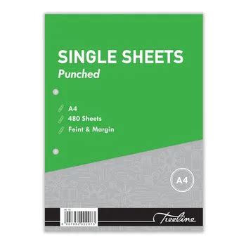 Treeline Single Sheet A Paper Ruled Punched Sheets