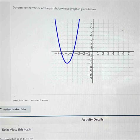 Determine The Vertex Of The Parabola Whose Graph Is Given Below