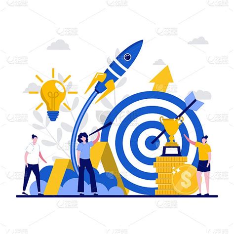 成就、目标、领导观念与微小的性格。商人领袖拿着金杯平矢量插图。挑战与自信，商业团队庆祝成功的隐喻。素材 花瓣网