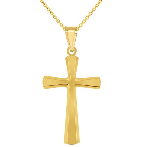 14k Yellow Gold Classic Cross Pendant Necklace Jewelry America